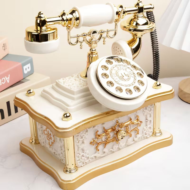 Coffret à Musique Téléphone Rétro - Boîte Rangement Blanc