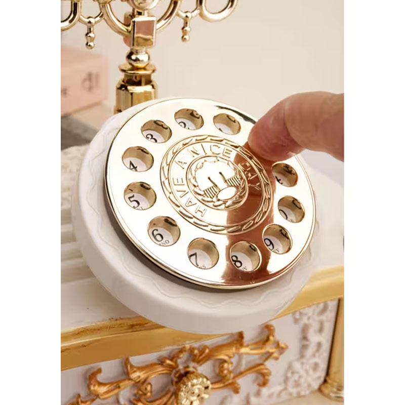 Coffret à Musique Téléphone Rétro - Boîte Rangement Blanc