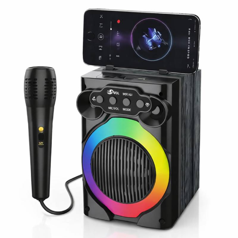 Haut Parleur Sans Fil ZQS 1368 avec support téléphone - Noir